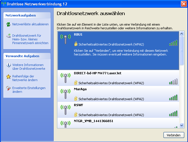 Konfiguration der WLAN-Verbindung auf Windows XP über den Dienst ...