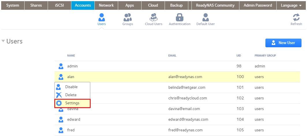 How do I edit a user account on my ReadyNAS OS 6 storage system ...