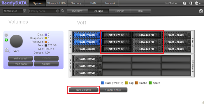 How do I create a volume and select the RAID level on my ReadyDATA ...
