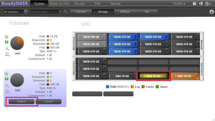 How do I detach a write or read boost disk from a volume on my ...