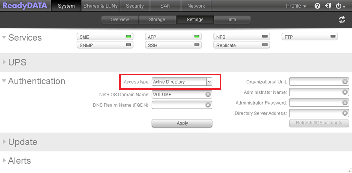 How do I configure the Active Directory settings on my ReadyDATA ...
