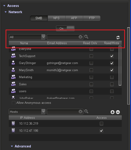 How do I configure user and group network access settings on my ...
