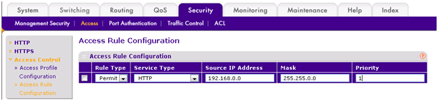 How do I configure management access control on a smart switch ...