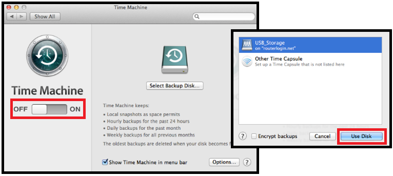 How do I backup my files using Time Machine to an external USB HDD ...