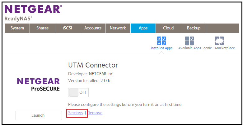 Installing and using the UTM Connector add-on with ReadyNAS OS 6 ...