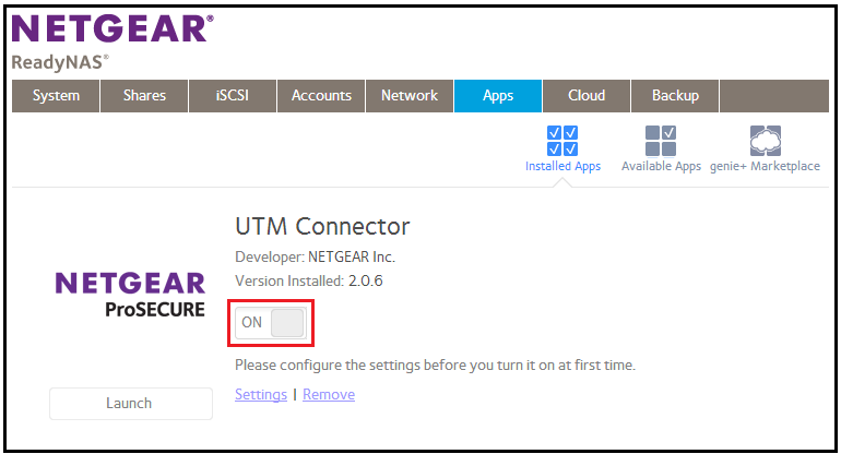 Installing and using the UTM Connector add-on with ReadyNAS OS 6 ...
