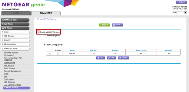 VLAN tagging setup for Nighthawk router | Answer | NETGEAR Support