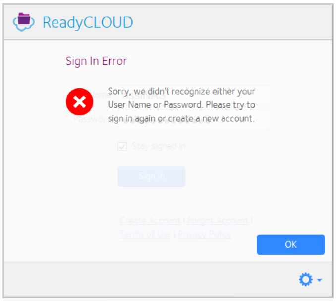 ReadyCLOUD Client: Sign In Error - NETGEAR Support