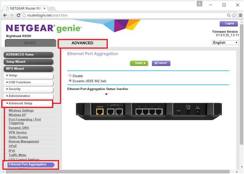R8500 Port Aggregation with ProSAFE Switch | Answer | NETGEAR Support