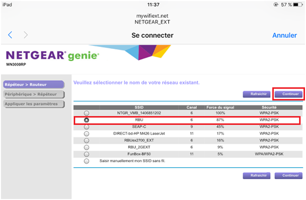 Configurer le répéteur WN3000rp en utilisant un iPad: - NETGEAR Support