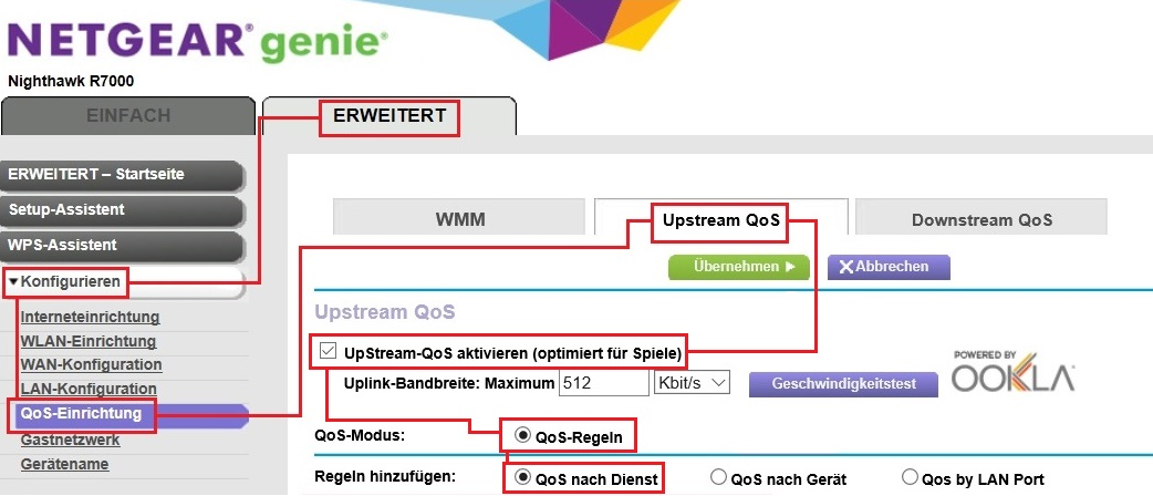 Wie konfiguriere ich QoS-Regeln für Anwendungen und Online-Spiele auf ...