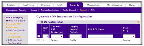 How do I configure Dynamic ARP inspection (DAI) using the web interface ...