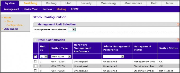 How do I renumber stack members using the web interface on my managed ...