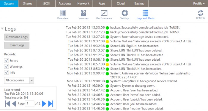 How do I display and monitor the system logs on my ReadyNAS OS 6 ...