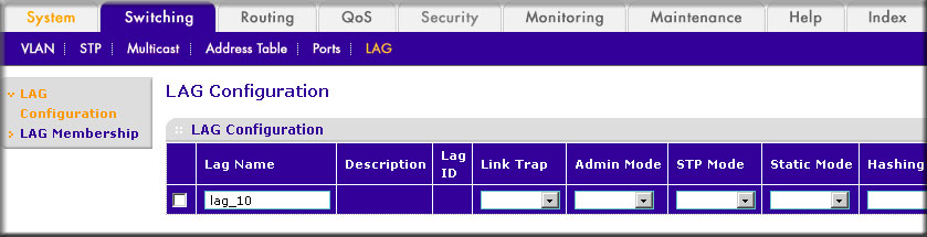 How do I create two Link Aggregation Groups (LAGs) using the web ...