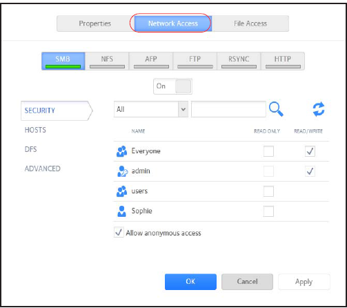 How do I set network access rights to shared folders on my ReadyNAS OS ...