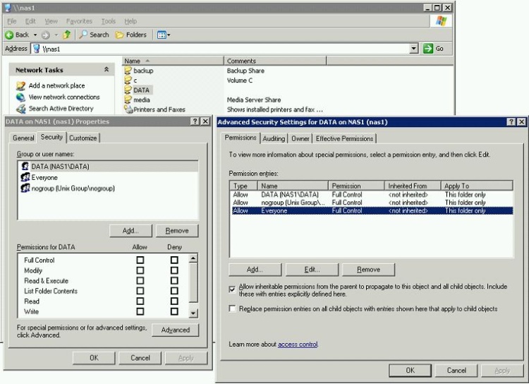 Setting up Active Directory folder permissions on RAIDiator 4.2 ...