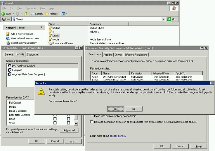 Setting up Active Directory folder permissions on RAIDiator 4.2 ...