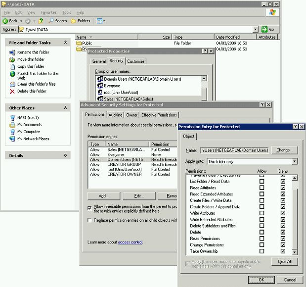 Setting up Active Directory folder permissions on RAIDiator 4.2 ...